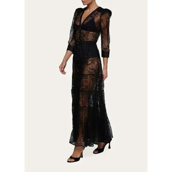 L'Agence Seraphina Lace Tiered Maxi Dress