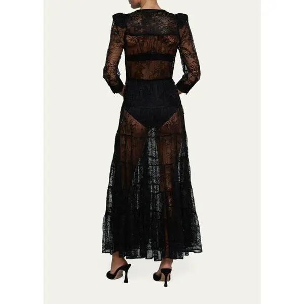 L'Agence Seraphina Lace Tiered Maxi Dress