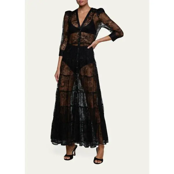 L'Agence Seraphina Lace Tiered Maxi Dress