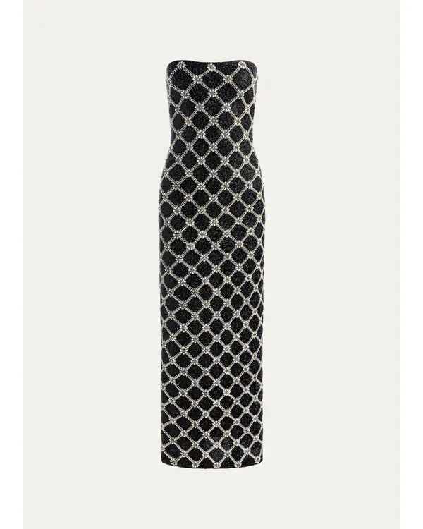 Alice + Olivia Delora Embellished Strapless Gown