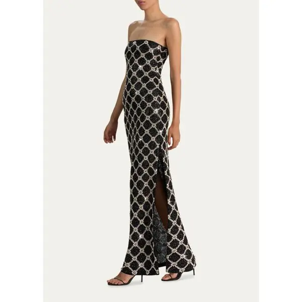 Alice + Olivia Delora Embellished Strapless Gown