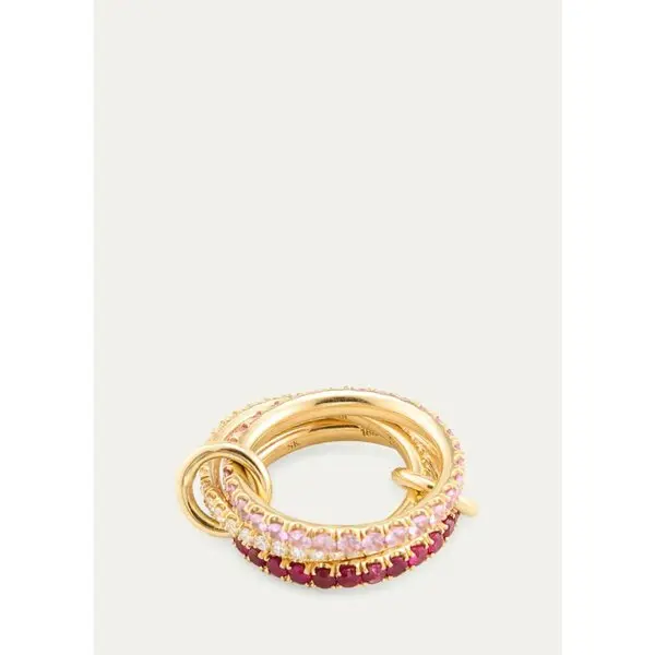SPINELLI KILCOLLIN 18k Custom 3-band Ring With Diamonds, Rubies, And Sapphires