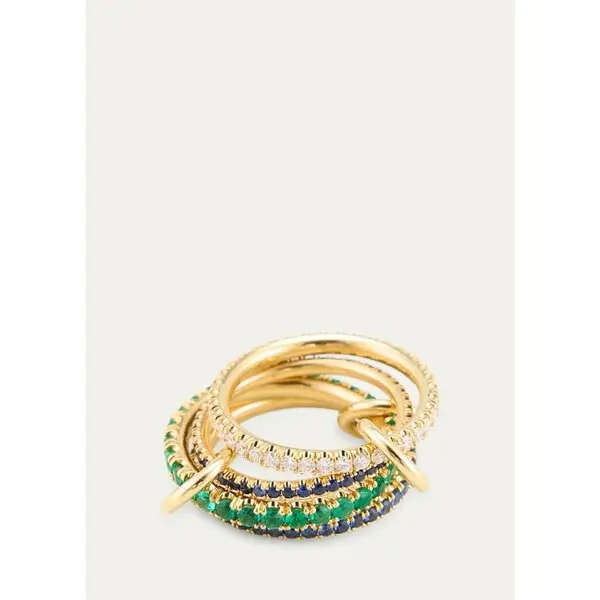 SPINELLI KILCOLLIN 18k Custom 4-band Ring With Diamonds, Emeralds, And Sapphires