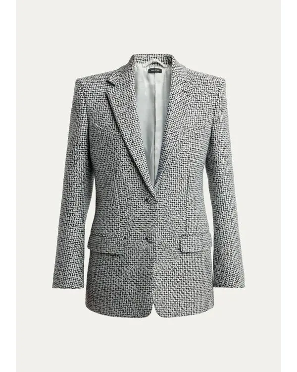 TOM FORD Sequined Broken Chevron Tweed Single-breasted Western Jacket