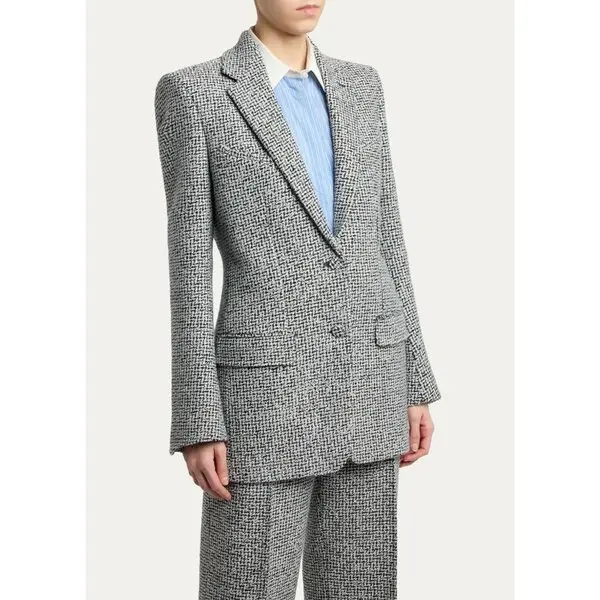 TOM FORD Sequined Broken Chevron Tweed Single-breasted Western Jacket