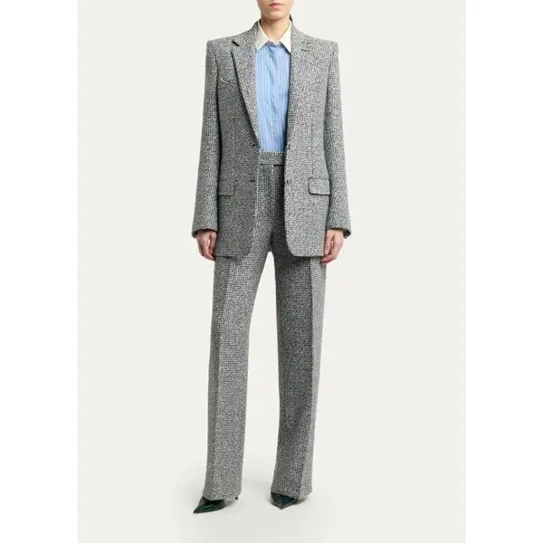 TOM FORD Sequined Broken Chevron Tweed Single-breasted Western Jacket
