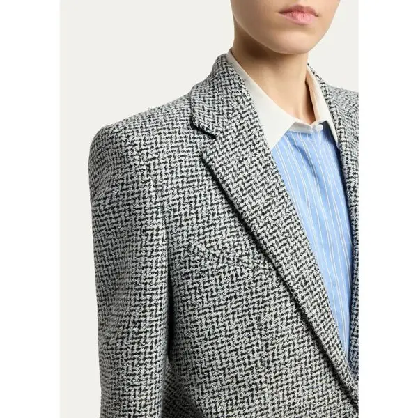TOM FORD Sequined Broken Chevron Tweed Single-breasted Western Jacket