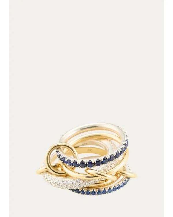 SPINELLI KILCOLLIN Custom 5-band Ring With Diamonds And Sapphires - Blue