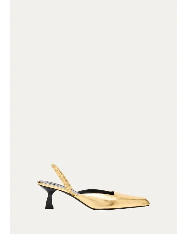 NODALETO 55mm Metallic Leather Slingback Pumps