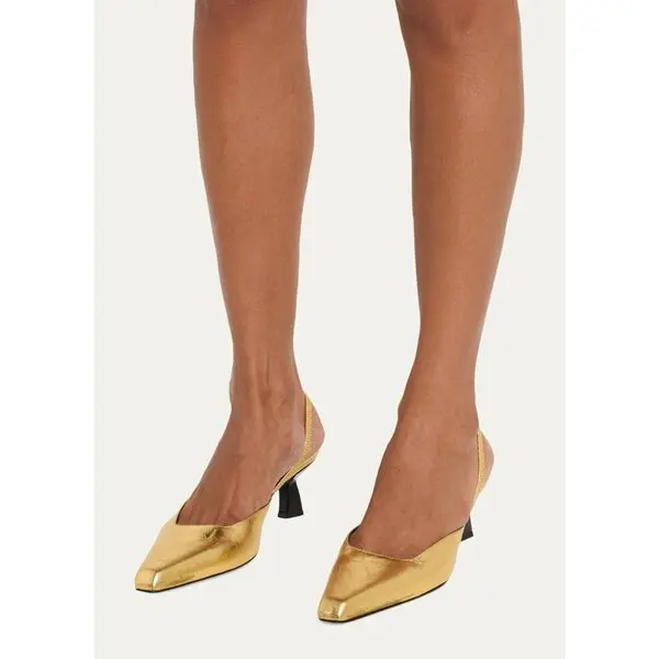 NODALETO 55mm Metallic Leather Slingback Pumps