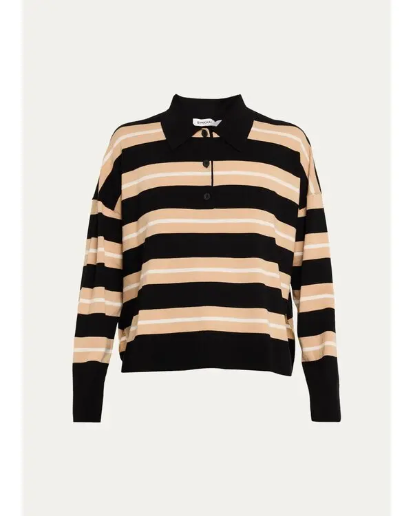 Simkhai Thames Striped Wool-cashmere Polo Shirt