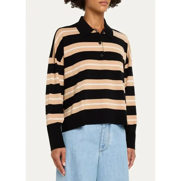 Simkhai Thames Striped Wool-cashmere Polo Shirt