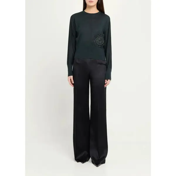 Akris High-rise Silk Satin Wide-leg Trousers