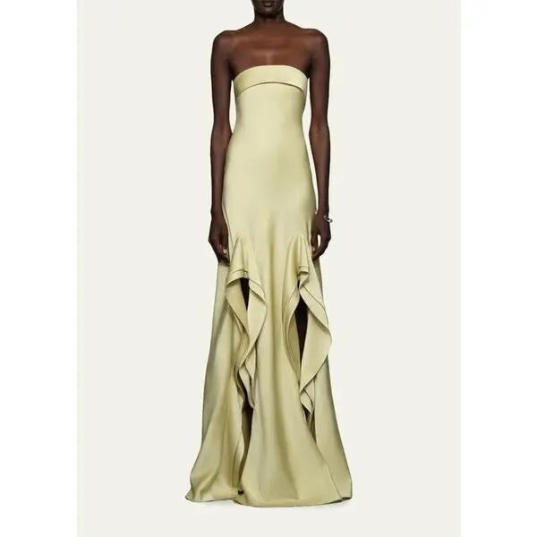 ET OCHS Vernon Strapless Draped Side-slit Gown