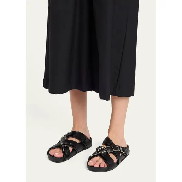 Loewe Type Fussbett Leather Slide Sandals