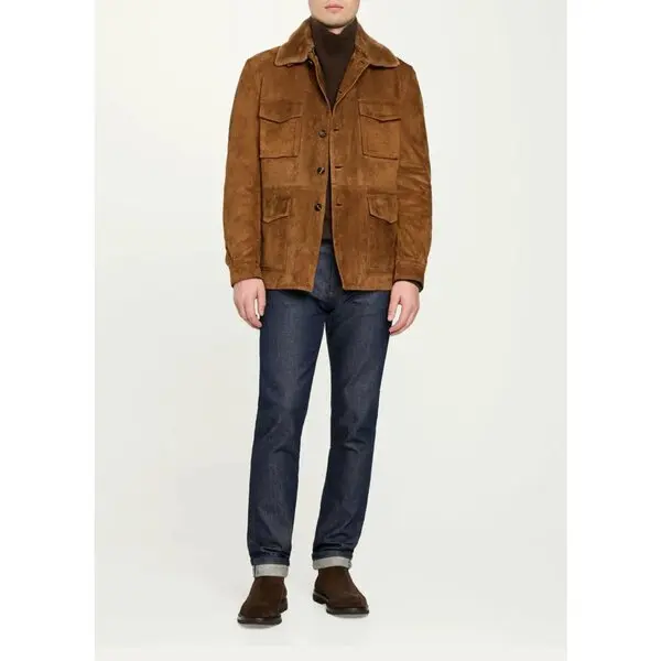 Cesare Attolini Faux-fur Collar Suede Jacket