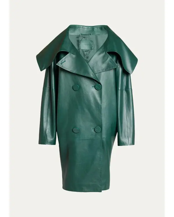 Balenciaga Oversized High-collar Leather Jacket