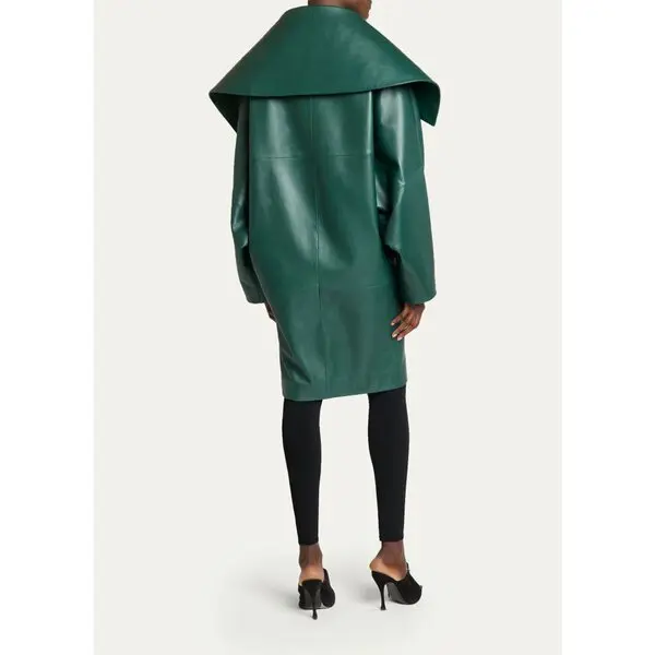 Balenciaga Oversized High-collar Leather Jacket