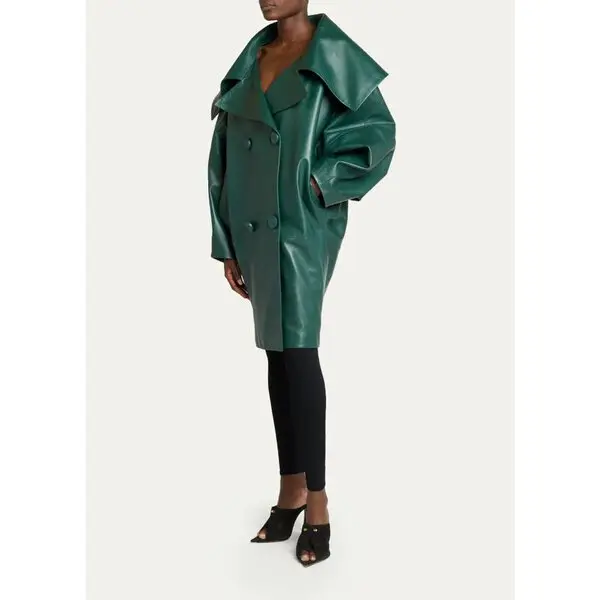 Balenciaga Oversized High-collar Leather Jacket