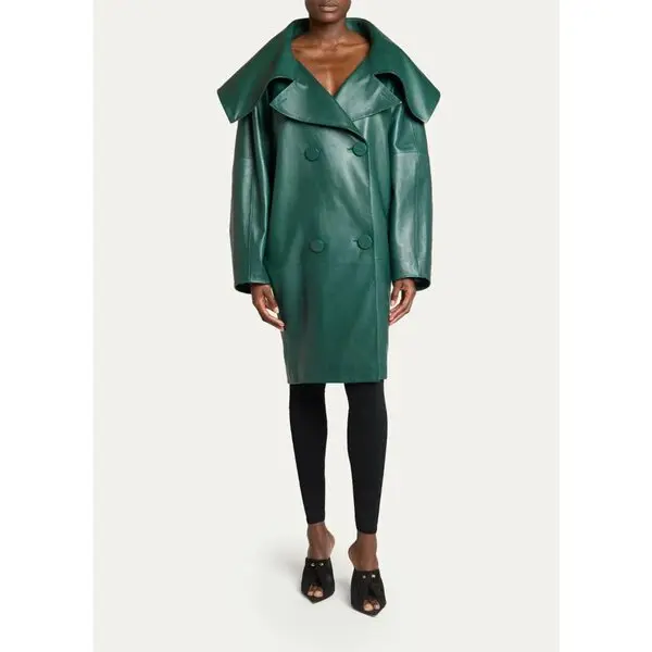 Balenciaga Oversized High-collar Leather Jacket