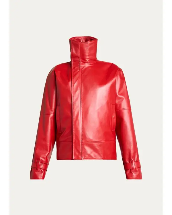 Balenciaga High Collar Leather Jacket