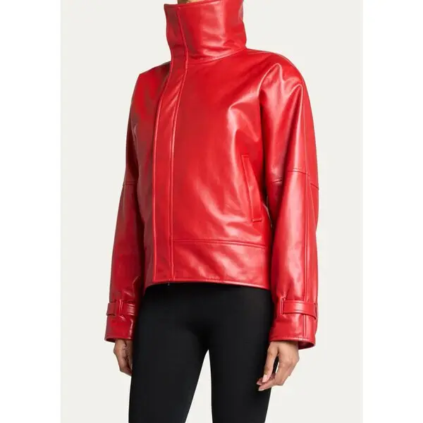 Balenciaga High Collar Leather Jacket