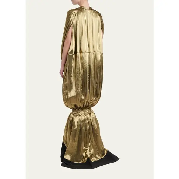 FERRAGAMO Plunging Fluid Lamé Balloon Mermaid Gown
