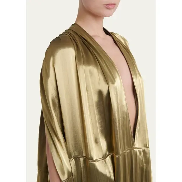 FERRAGAMO Plunging Fluid Lamé Balloon Mermaid Gown