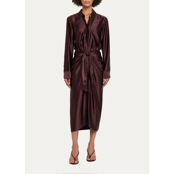 A.L.C. Mila Stretch Silk Midi Shirtdress