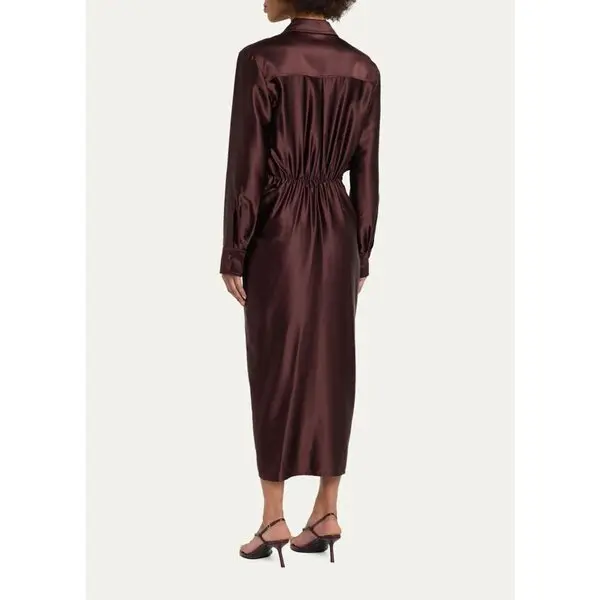 A.L.C. Mila Stretch Silk Midi Shirtdress