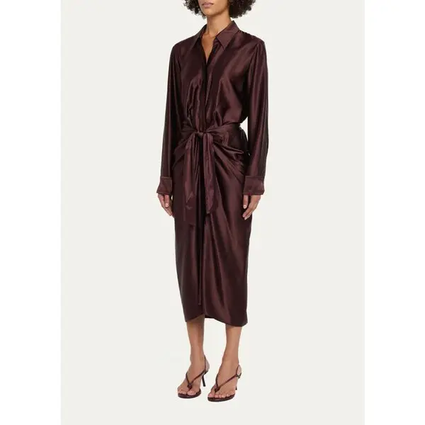 A.L.C. Mila Stretch Silk Midi Shirtdress