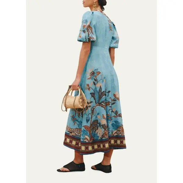 ALEMAIS Georgie Linen Midi Dress