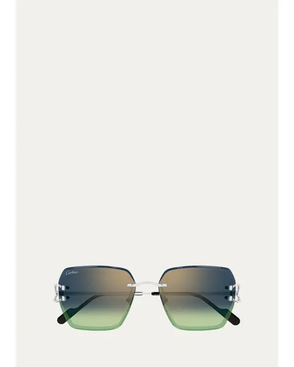 Cartier Motifs De 58mm Platinum-plated Butterfly Sunglasses - Silver
