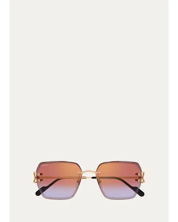 Cartier Motifs De 58mm Platinum-plated Butterfly Sunglasses - Silver