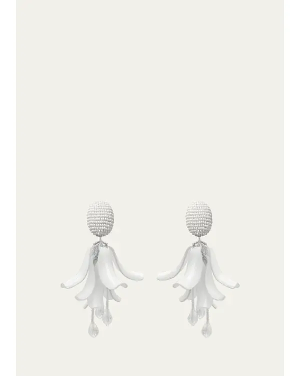 Oscar De La Renta Petal Dangle Earrings - Ivory