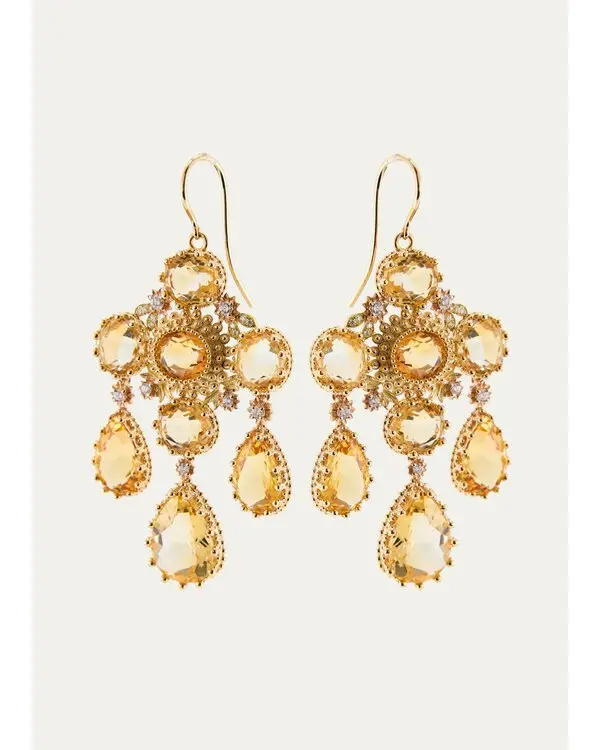 MELLERIO 18k Gold Pierreries Citrine Girandole Earrings - Yellow