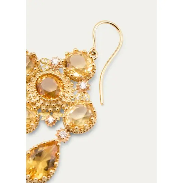 MELLERIO 18k Gold Pierreries Citrine Girandole Earrings