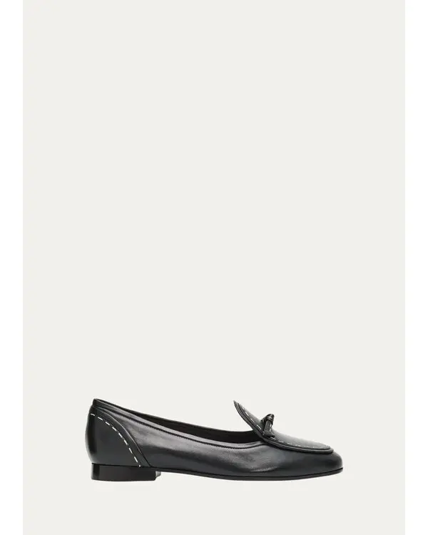 ALEXANDRE BIRMAN Clarita Topstitched Leather Loafers