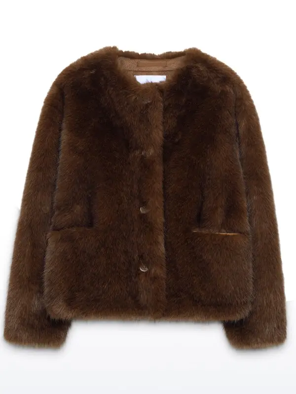 STAND STUDIO Standout Button-front Crewneck With Slit Pockets - Marrone