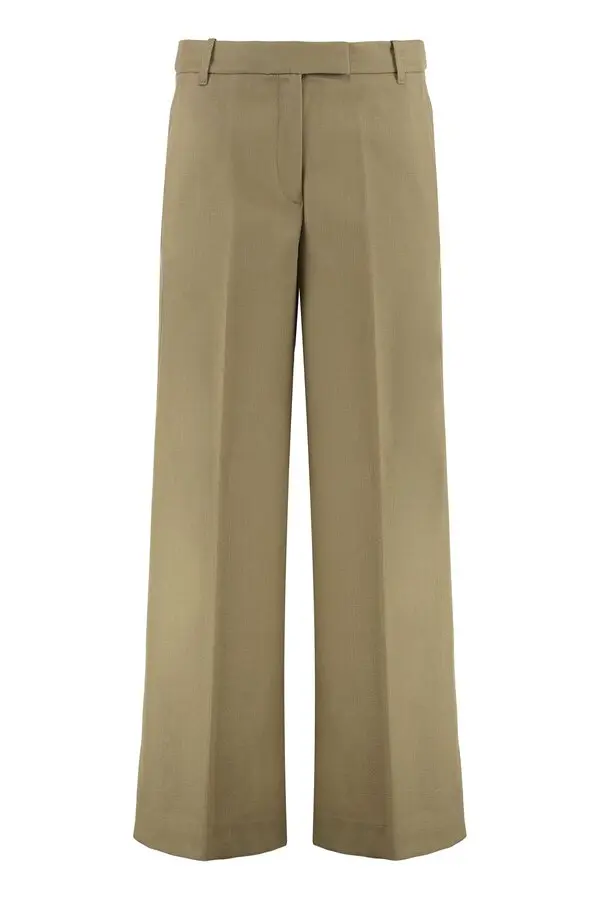 Calvin Klein Wide-leg Wool Gabardine Trousers - Brown