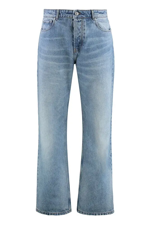 AMI Paris 5-pocket Straight-leg Jeans With Contrast Stitching