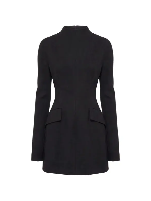 Sportmax Structured Mock-neck Long-sleeve Mini Dress - Black