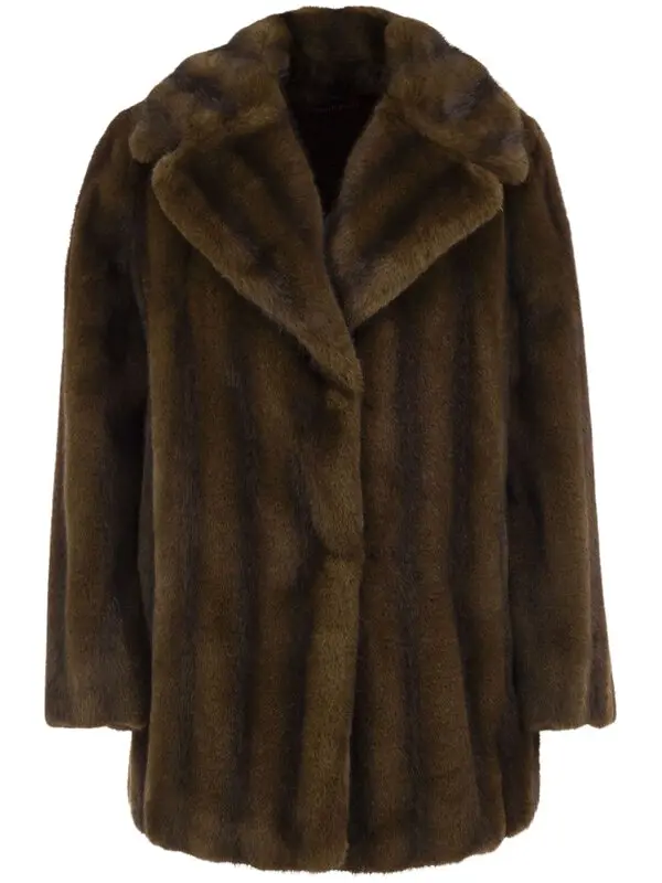 Max Mara Faux Fur Coat - Brown