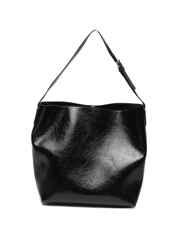 THEMOIRE Leather Mini Shoulder Pouch Handbag With Adjustable Strap - Nero
