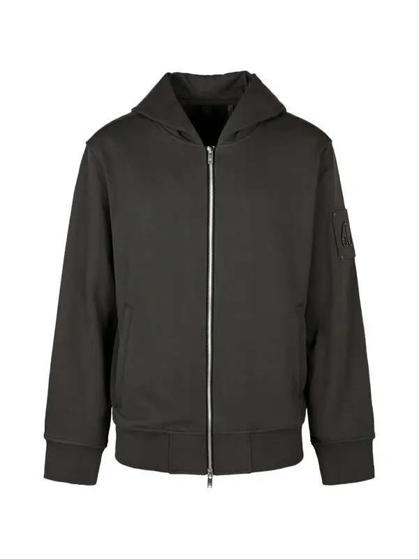 Moose Knuckles Cotton French Terry Zip-up Hoodie With Attached Hood - Grigio