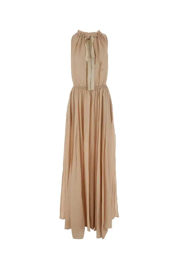 PATOU Embroidered Lyocell-silk Blend Striped Dress