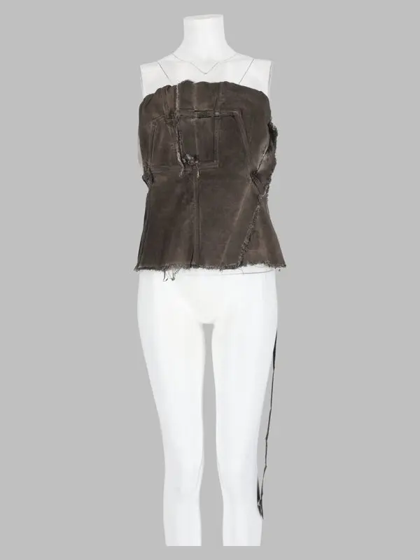Rick Owens Ribbed Draped Lounge Top - Charcoal