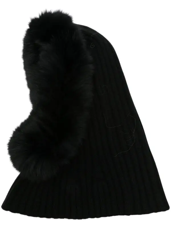 YVES SALOMON Fur Trim Knit Hood