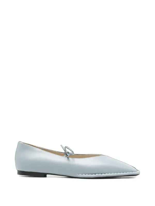 ALOHAS V-cut Leather Flat Shoes With Self-tie Instep Bows