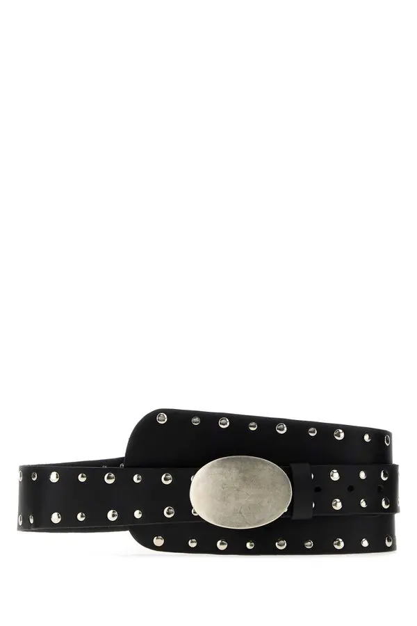 Gimaguas Iris Leather Belt With Silver Hardware